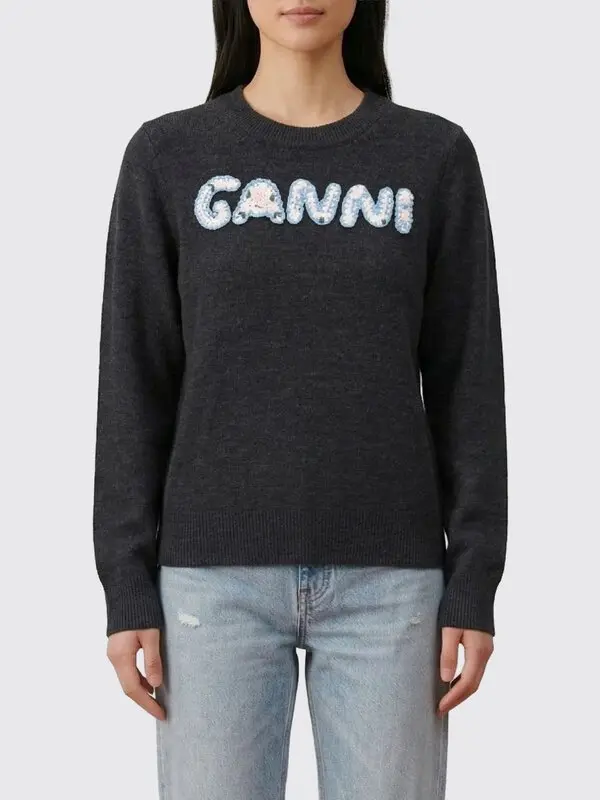 GANNI Logo Detailed Jumper - Phantom Black