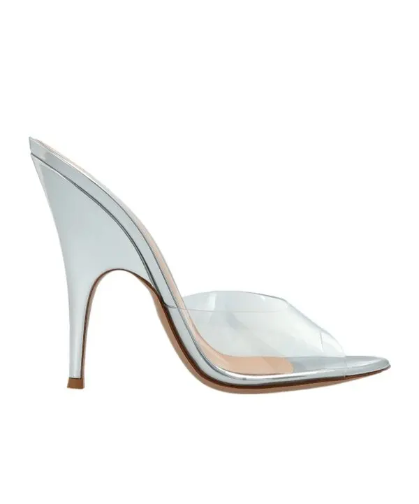 GIANVITO ROSSI Sofia Clear-heel Mules - Silver