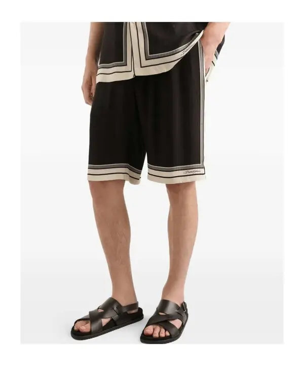 Dolce & Gabbana Striped Bermuda Shorts - Black