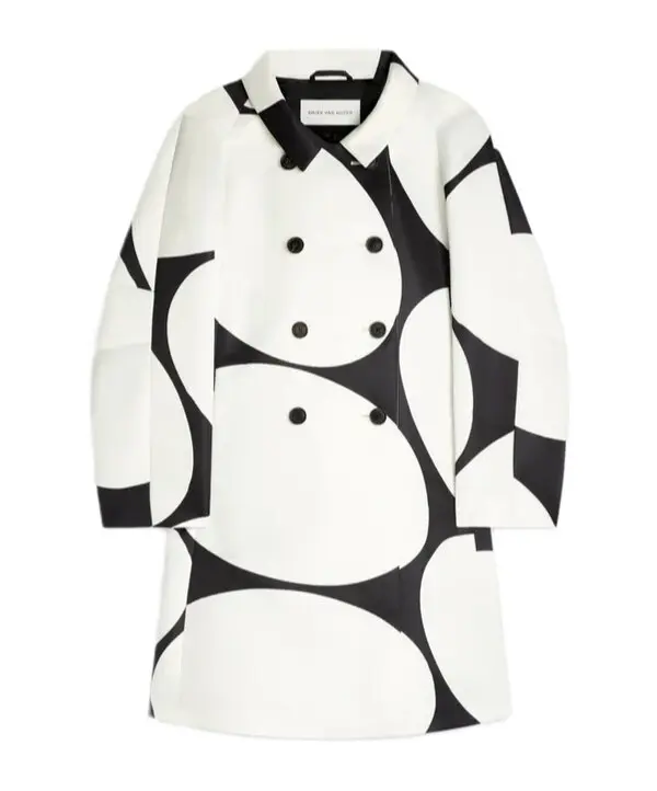 Dries Van Noten Graphic Pattern Double-breasted Coat - Black