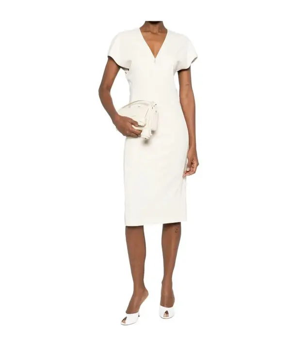 Patrizia Pepe V-neck Short-sleeve Dress - White
