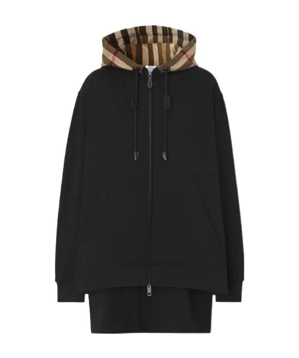 Burberry Checked Drawstring Hoodie