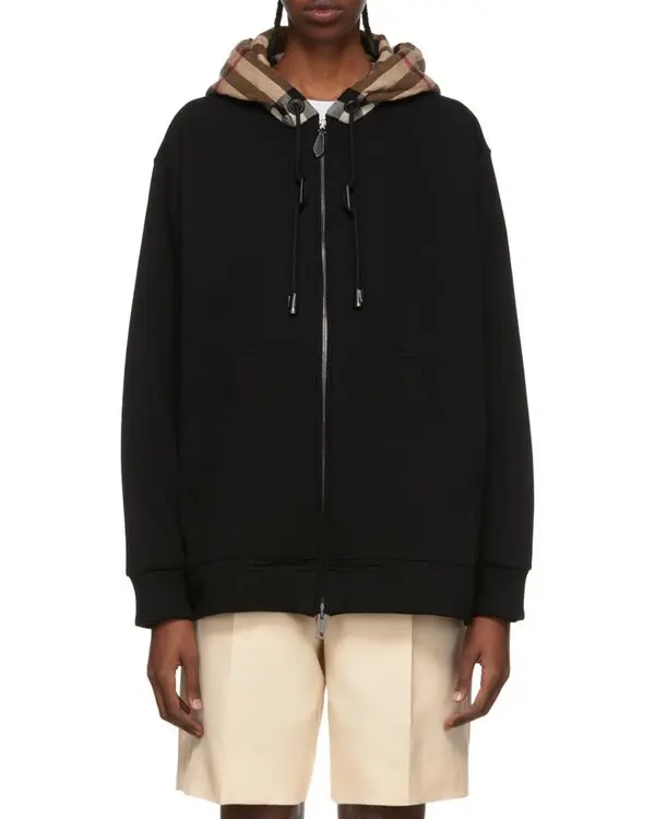 Burberry Checked Drawstring Hoodie