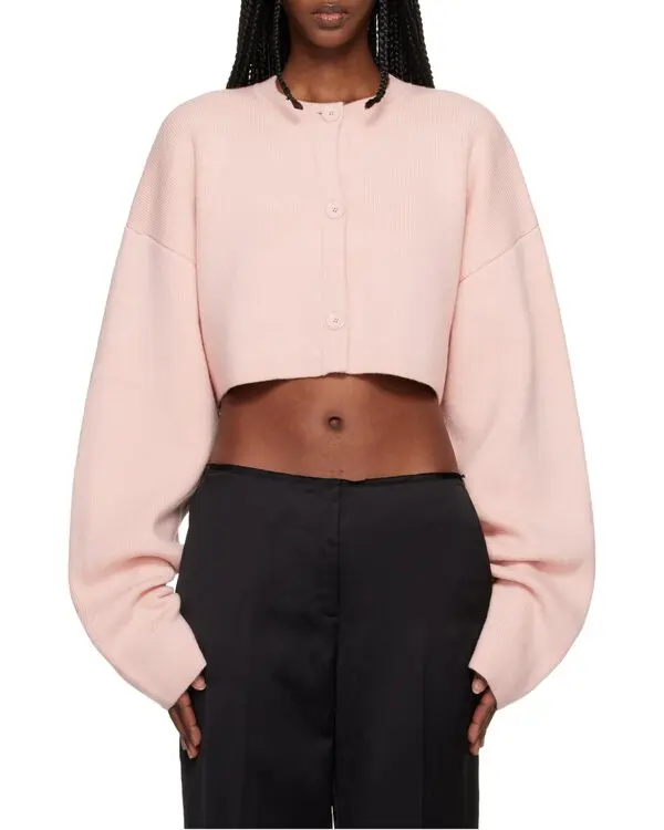 TOTEME Buttoned Round-neck Cropped Cardigan - Black