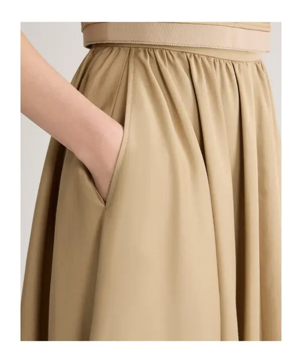PATOU Gathered Cotton Midi Skirt - Sand-colored