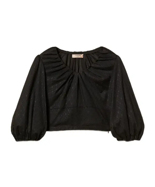 TWINSET Tulle Blouse With Floral Pattern - Black