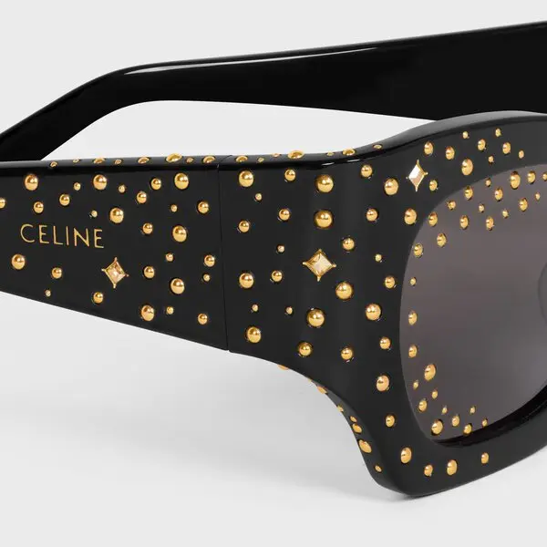 Celine Graphic S333 Acetate Sunglasses With Crystal Embellishments - Black