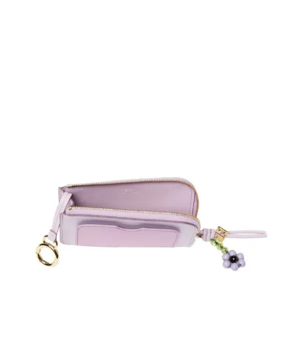 Fendi Ff Diamonds Logo-embossed Leather Cardholder - Purple