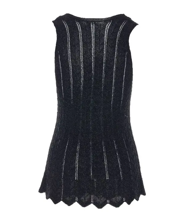 TWINSET Metallic Knit V-neck Top