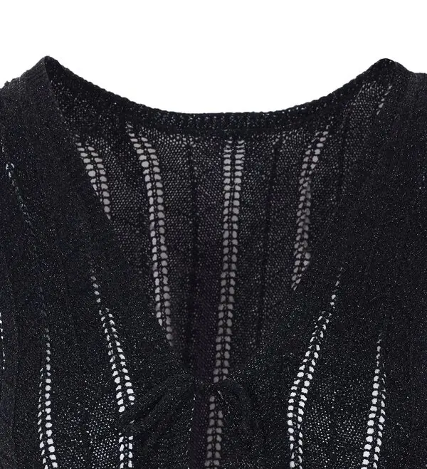 TWINSET Metallic Knit V-neck Top