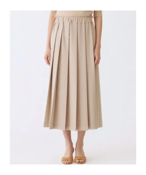 Fabiana Filippi Pleated Midi Skirt With Drawstring Waist - Nude