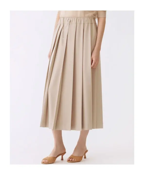 Fabiana Filippi Pleated Midi Skirt With Drawstring Waist - Nude