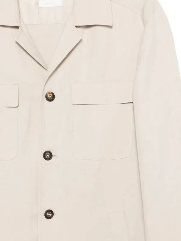Eleventy Buttoned Chest-pocket Overshirt - Beige