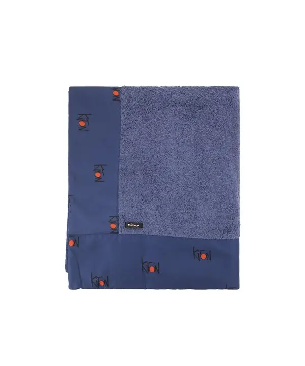 Kiton Beach Towel With Logo Detail - Blue