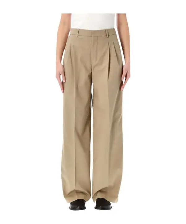 AMI Paris Pleated Wide-leg Trousers