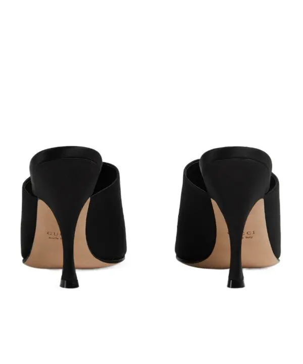 Gucci High Heel Slide Sandals With Embossed Logo