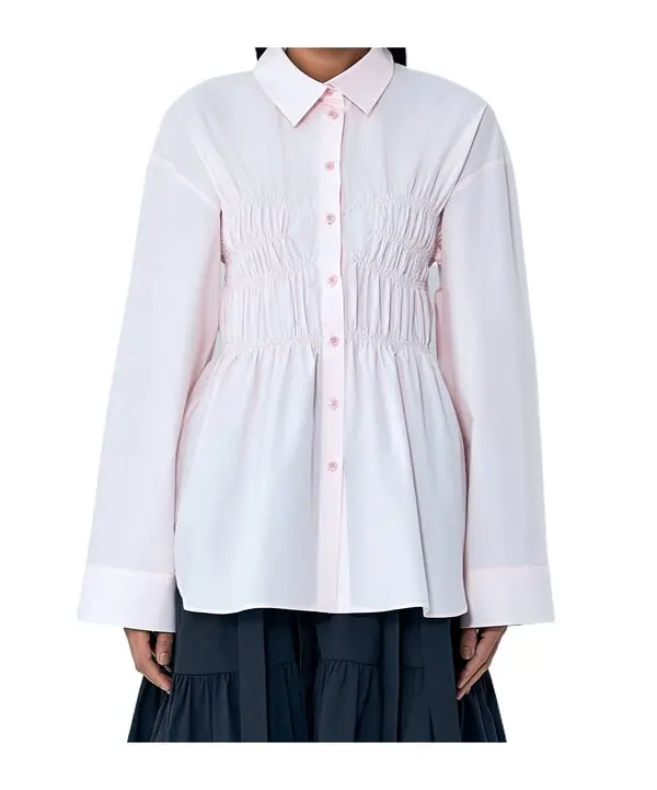 Cecilie Bahnsen Smocked Detail Poplin Shirt - White