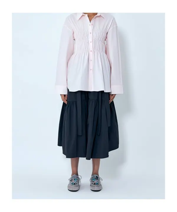 Cecilie Bahnsen Smocked Detail Poplin Shirt - White