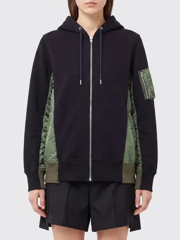 Sacai Contrast Panel Zip Hoodie