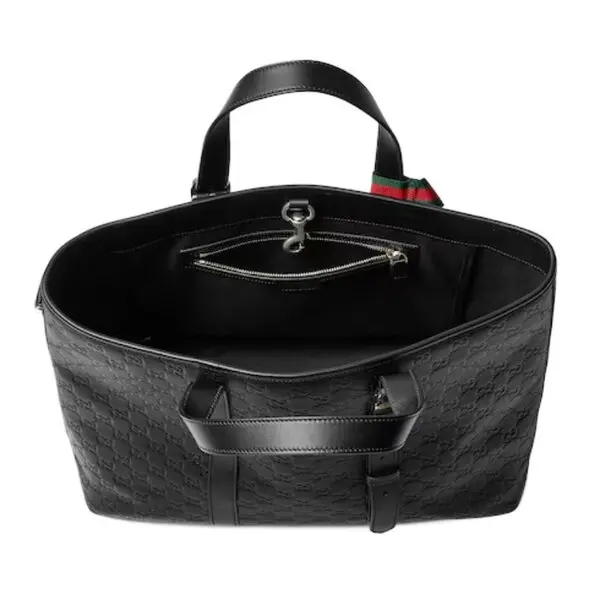 Gucci Gg Emblem Embossed Leather Tote Bag