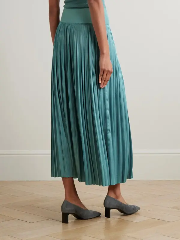 JOSEPH Rabat Pleated Midi Skirt - Blue