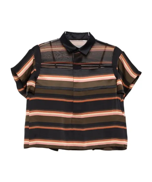 Sacai Short Sleeve Striped Polo Shirt