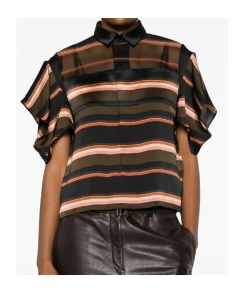 Sacai Short Sleeve Striped Polo Shirt