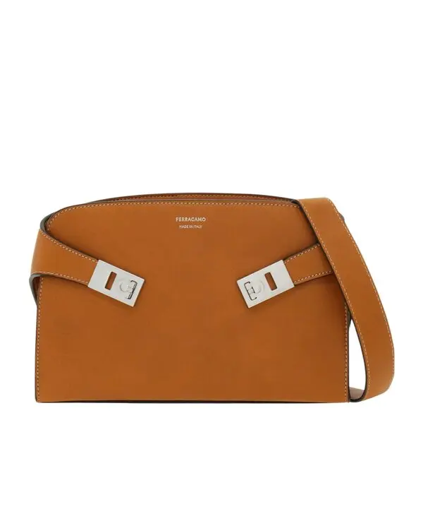 FERRAGAMO Hug Messenger Bag - Light Leather/testa Di Moro