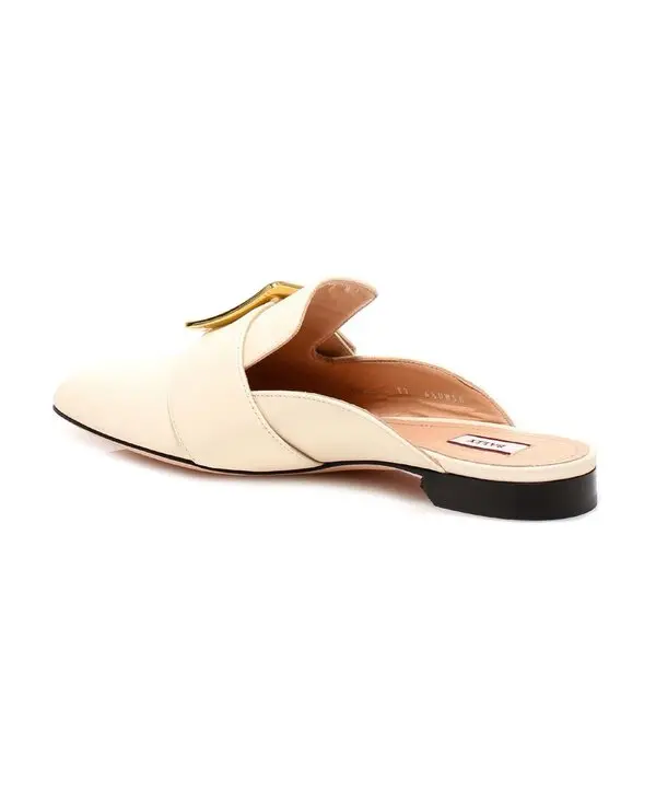 Bally Janesse Mules With Gold Buckle Detailing - Nude