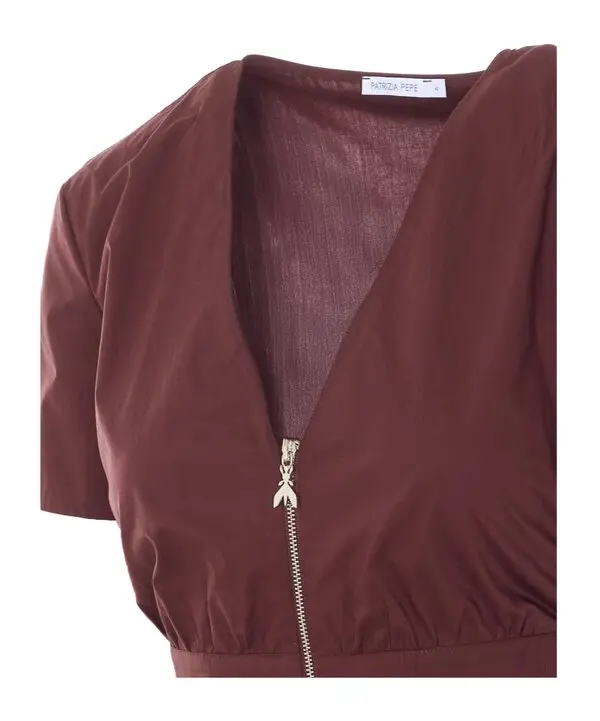 Patrizia Pepe Cropped V-neck Zip-front Top