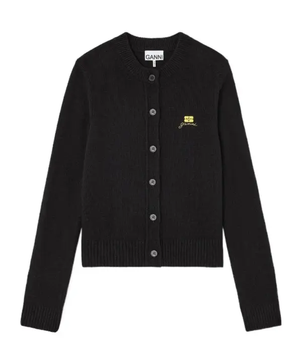 GANNI Wool Mix Cardigan - Black