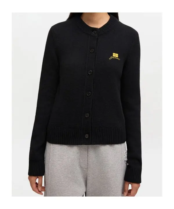 GANNI Wool Mix Cardigan - Black