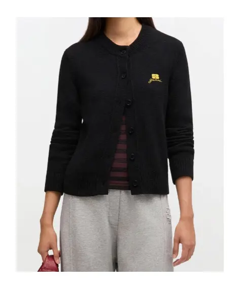 GANNI Wool Mix Cardigan - Black