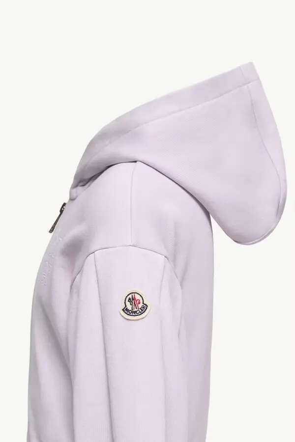 Moncler Hooded Sweatshirt Dress With Embroidered Logo And Pleated Sleeves