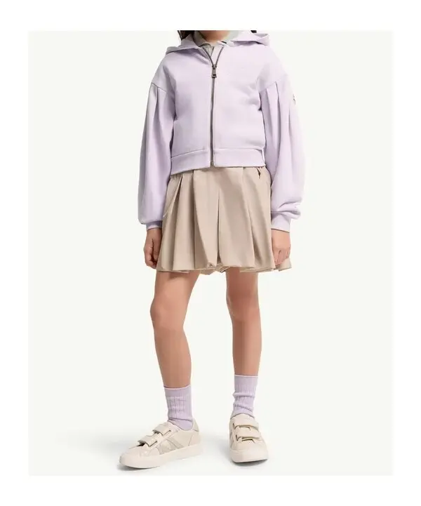 Moncler Hooded Sweatshirt Dress With Embroidered Logo And Pleated Sleeves
