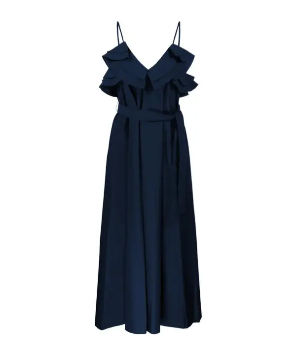 P.a.r.o.s.h Ruffled Midi Dress - Blue