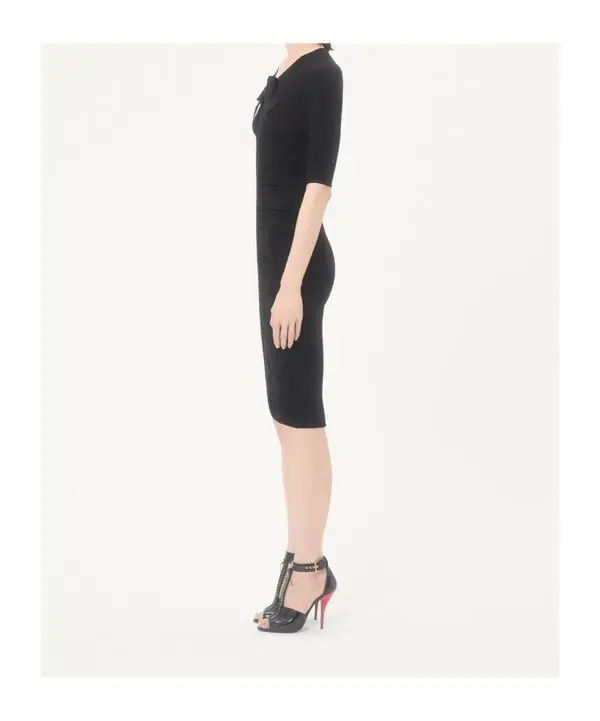 Valentino Garavani Knitted Ruched Dress With Bow Detail