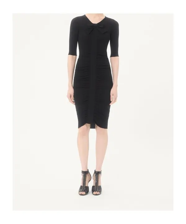 Valentino Garavani Knitted Ruched Dress With Bow Detail