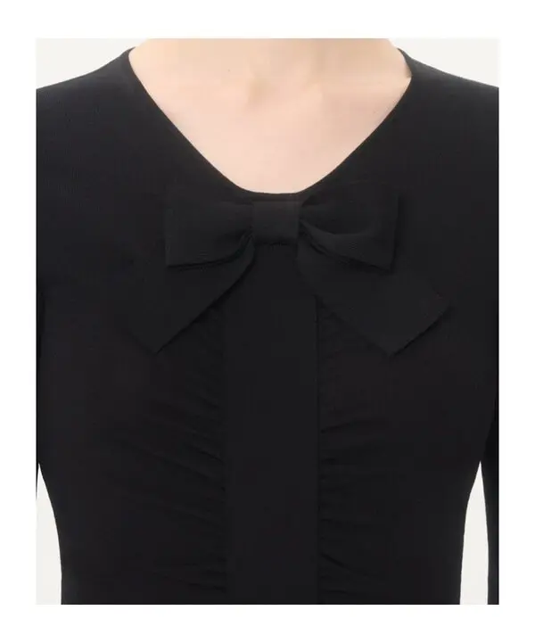 Valentino Garavani Knitted Ruched Dress With Bow Detail