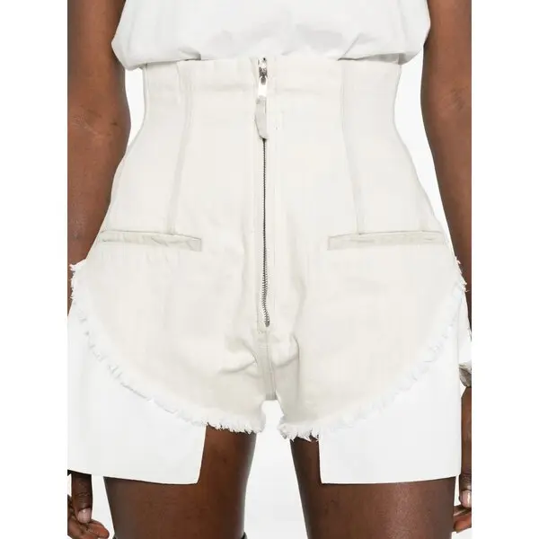 Rick Owens Frayed Hem Zipped Shorts