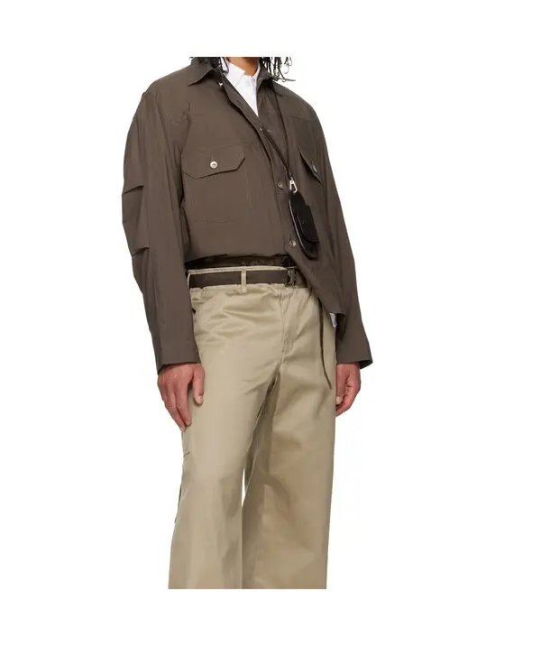 Sacai High Neck Button-up Jacket - Brown