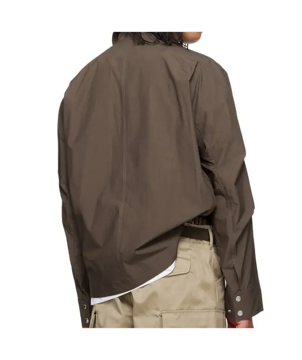 Sacai High Neck Button-up Jacket - Brown
