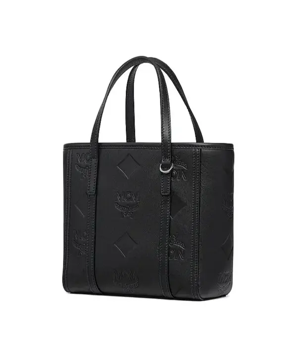 Mcm Mini Toni Tote Bag With Embossed Monogram - Black