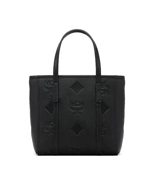 Mcm Mini Toni Tote Bag With Embossed Monogram - Black