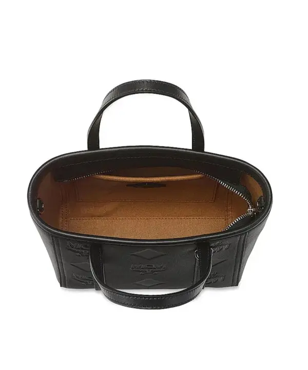 Mcm Mini Toni Tote Bag With Embossed Monogram - Black