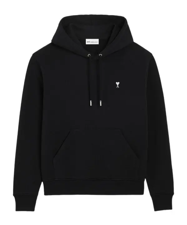 AMI Paris De Coeur Drawstring Hoodie - Black