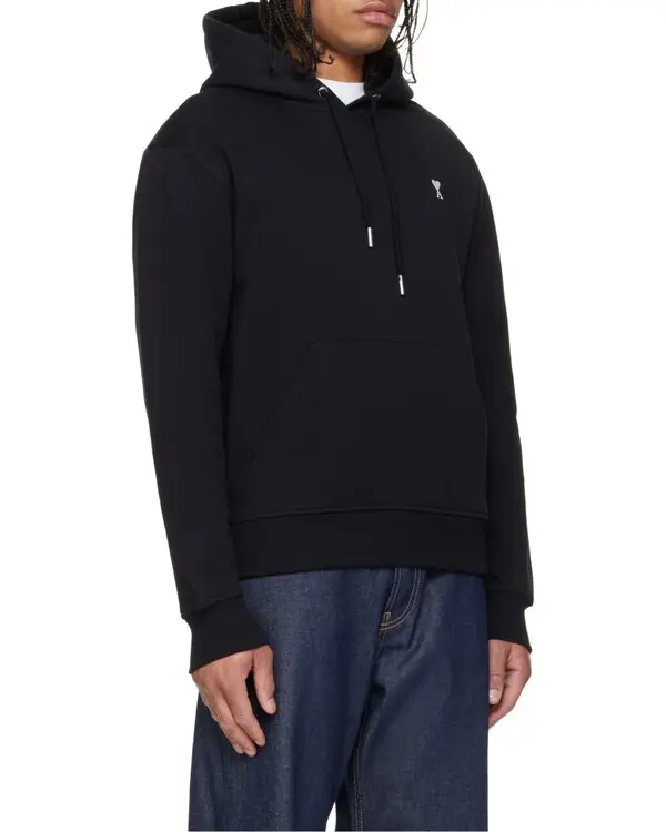 AMI Paris De Coeur Drawstring Hoodie - Black