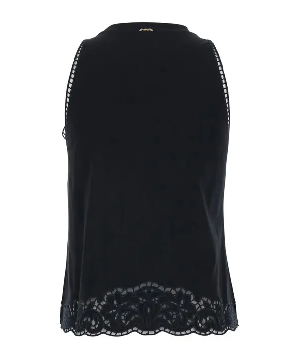 TWINSET Embellished Round Neck Top - Black