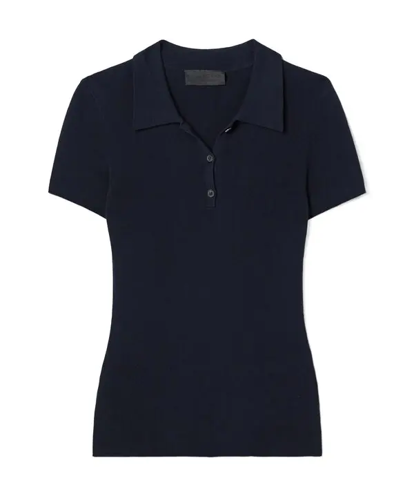 NILI LOTAN Solana Ribbed Polo Shirt
