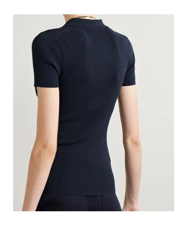 NILI LOTAN Solana Ribbed Polo Shirt